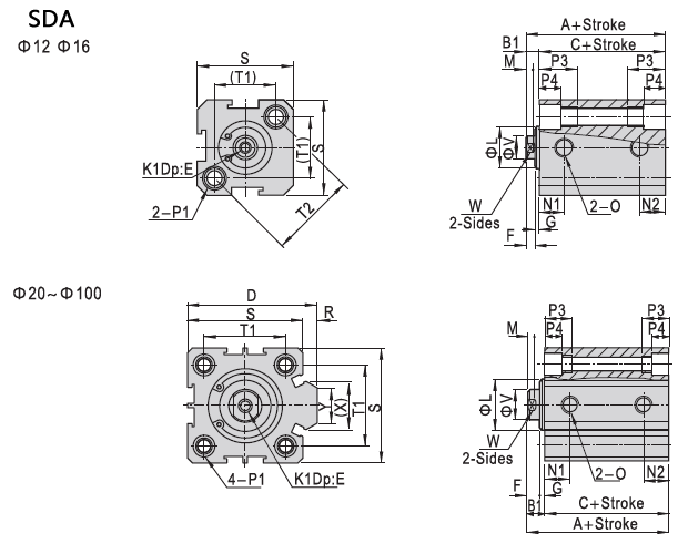SDA-SDA Series Compact Cylinder-COMPACT CYLINDER-PNEUMATIC CYLINDER ...