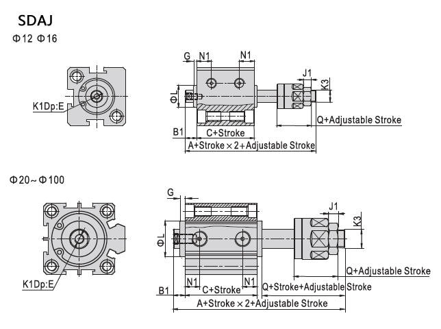 SDA-SDA Series Compact Cylinder-COMPACT CYLINDER-PNEUMATIC CYLINDER ...